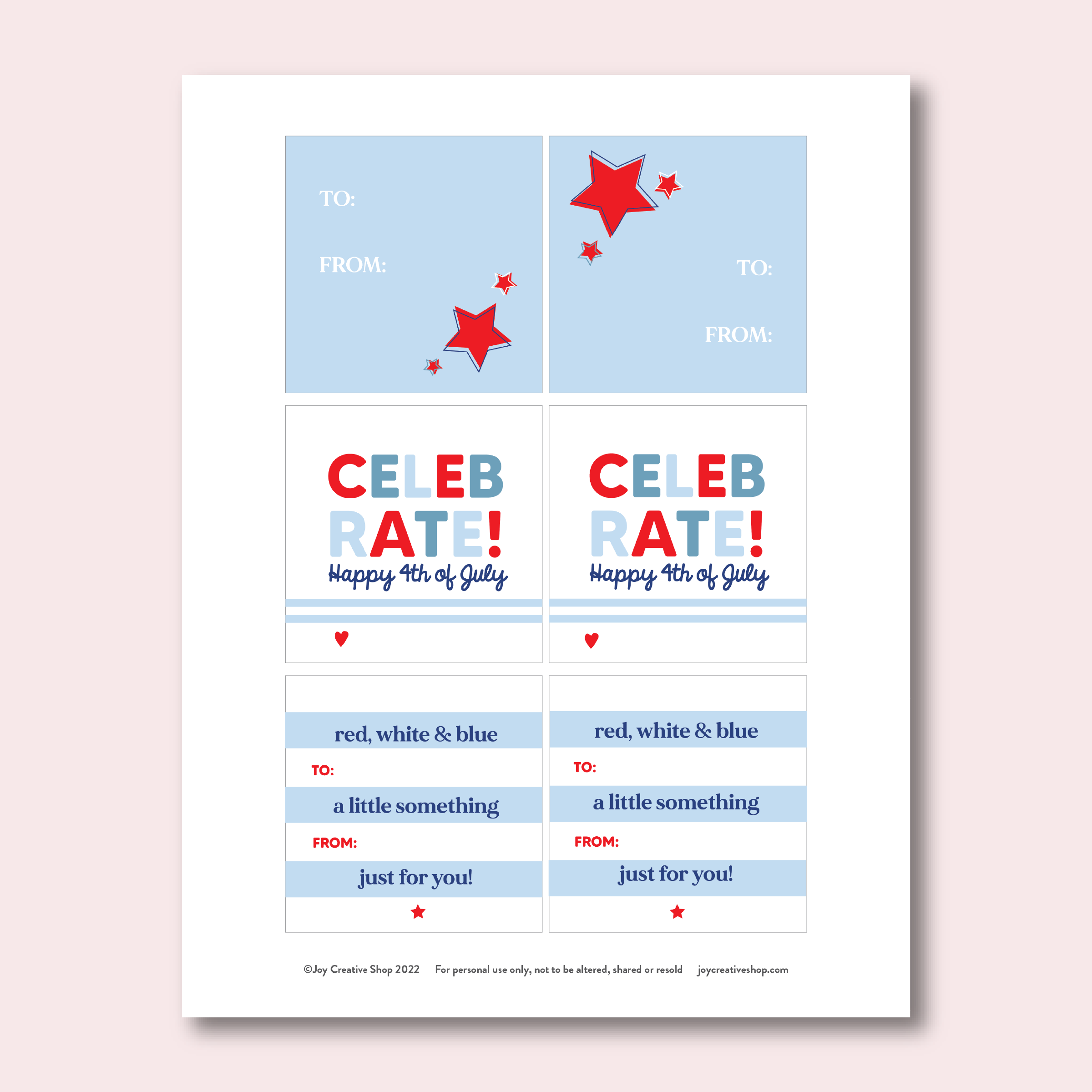 Free Fourth of July Gift Tags Printable – Joy Creative Shop