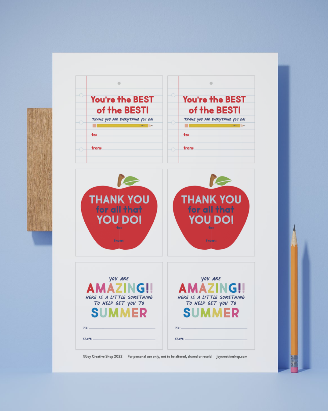 FREE Teacher Appreciation Week Gift Tags Printable – Joy Creative Shop
